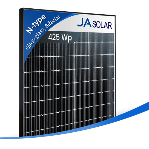 JA Solar 425W bifacial napelem (n-type) fekete keret, mono JAM54D40-425 ...